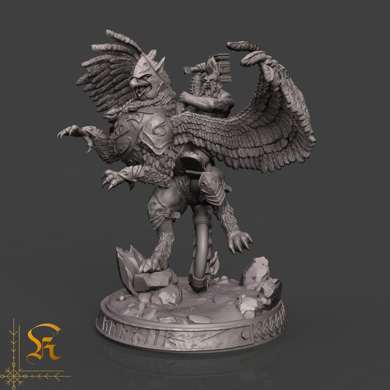 32/75mm Dwarf Griffin Rider Miniature Dwarves of the Northwatch ...