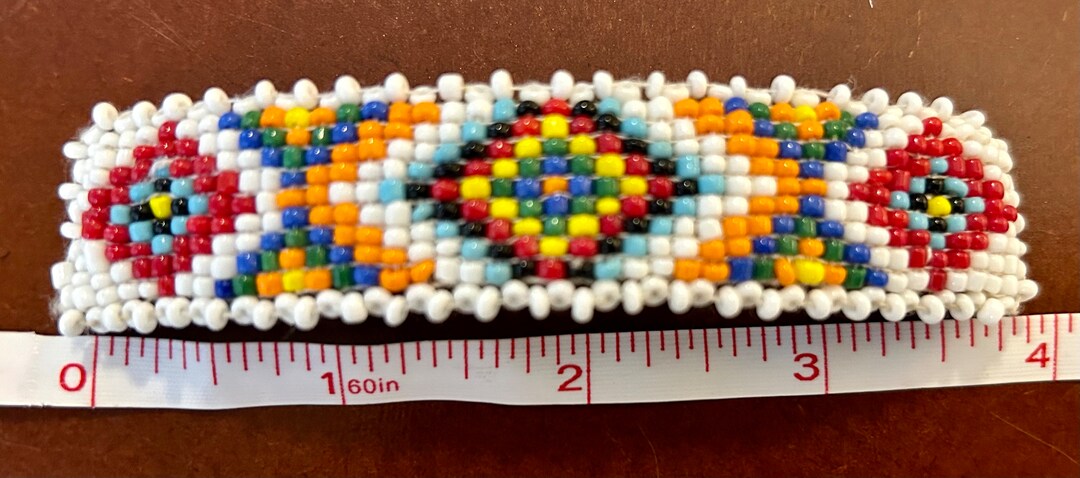 Beaded Barrette Leather Backing Native American Design - Etsy