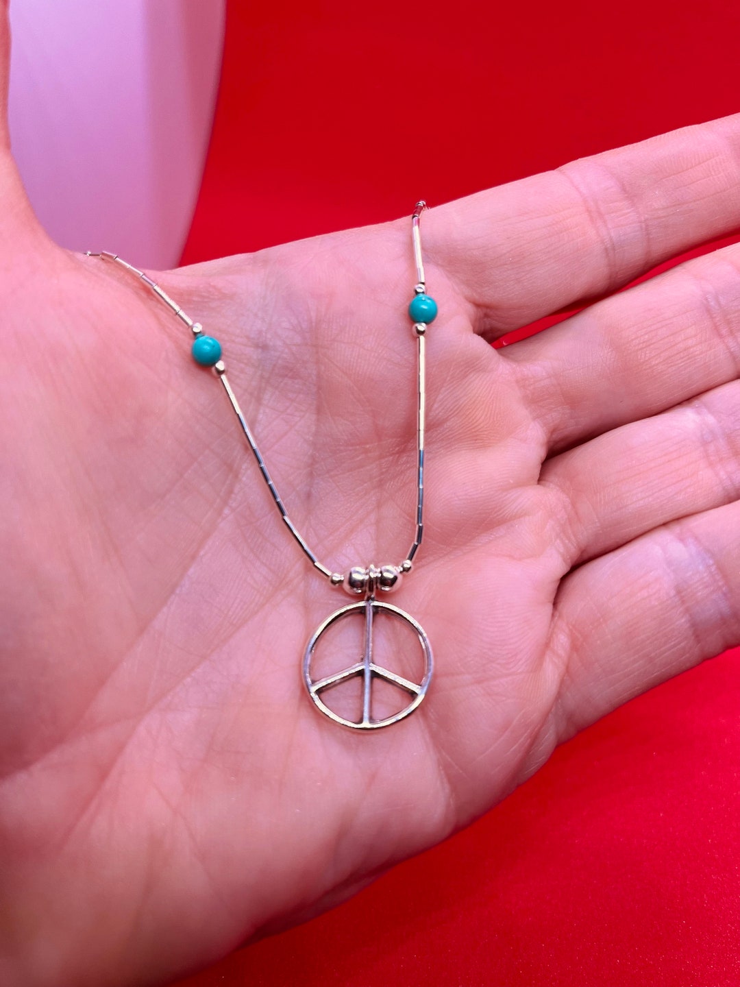 Sterling Silver and Turquoise Peace Sign Earrings or Necklace - Etsy
