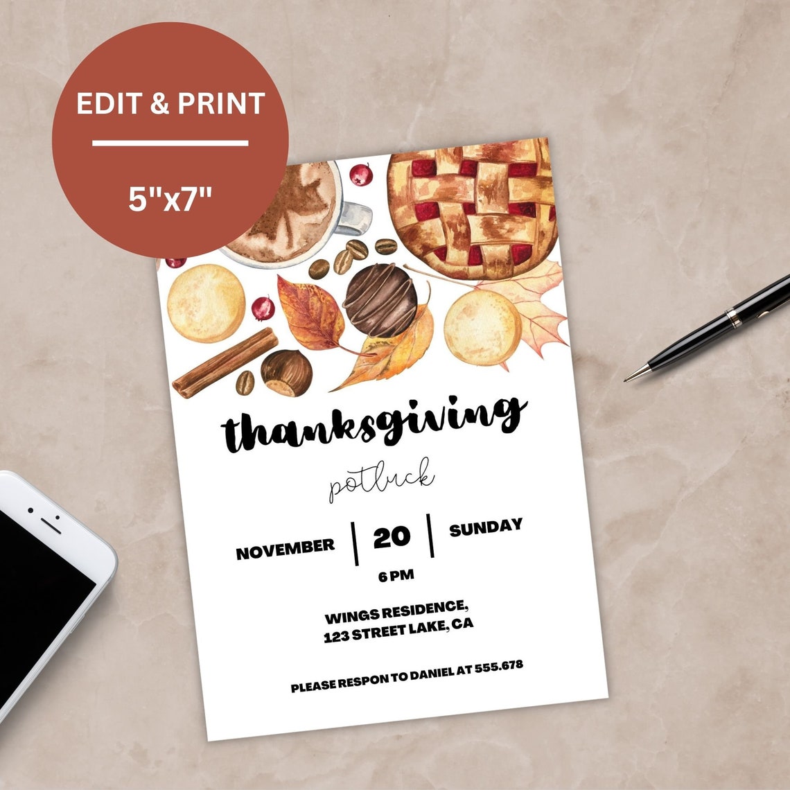 Editable Thanksgiving Potluck Invitation Template - Etsy