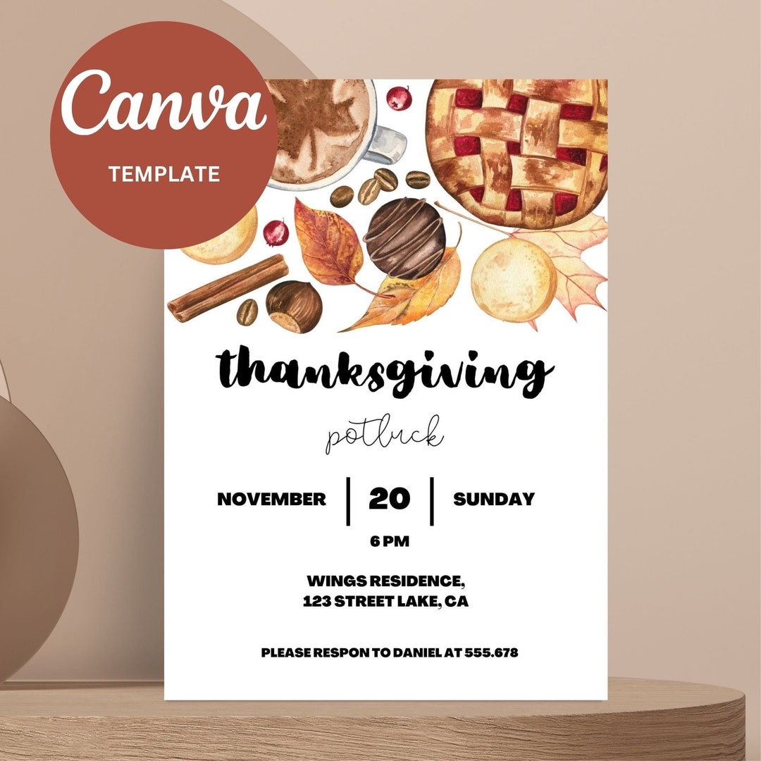 Editable Thanksgiving Potluck Invitation Template - Etsy