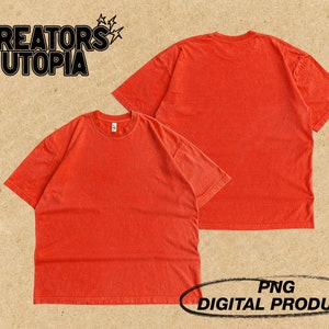Orange Front and Back Shirt, Los Angeles Apparel 1801GD Mockup, Bundle ...
