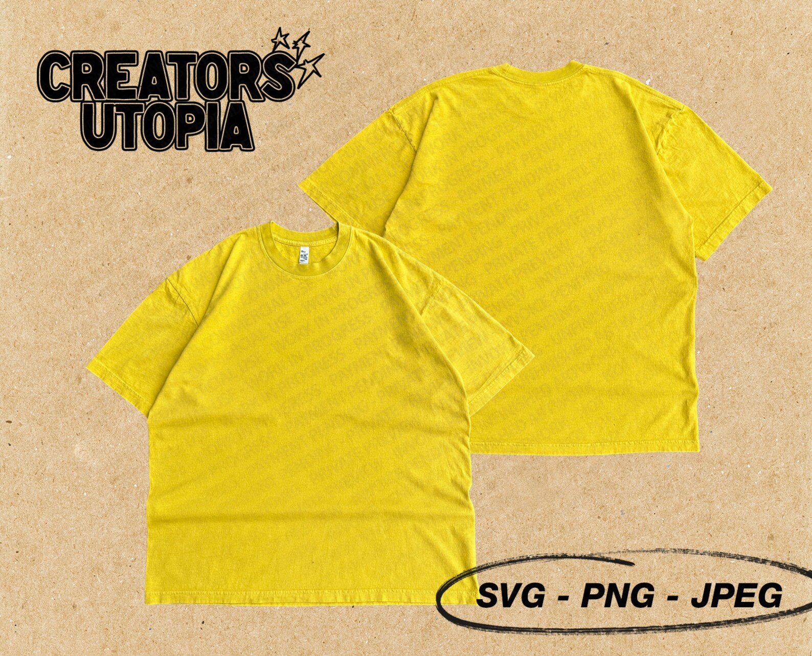 Yellow Front and Back V2 Los Angeles Apparel 1801GD Mockup Bundle Flat ...
