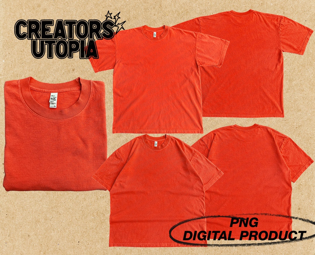 Orange Big Bundle Pack, Los Angeles Apparel 1801GD Mockup, Bundle Tee ...