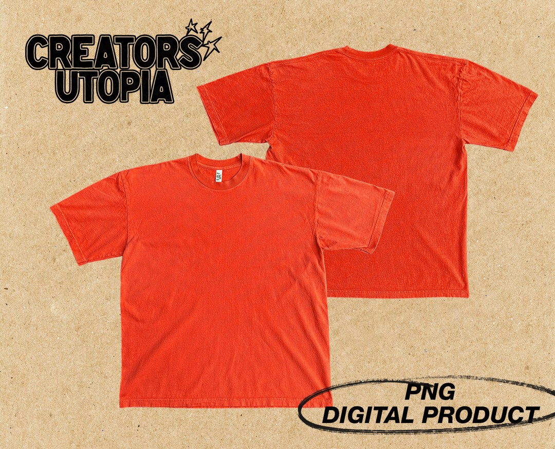 Orange Front and Back Shirt, Los Angeles Apparel 1801GD Mockup, Bundle ...
