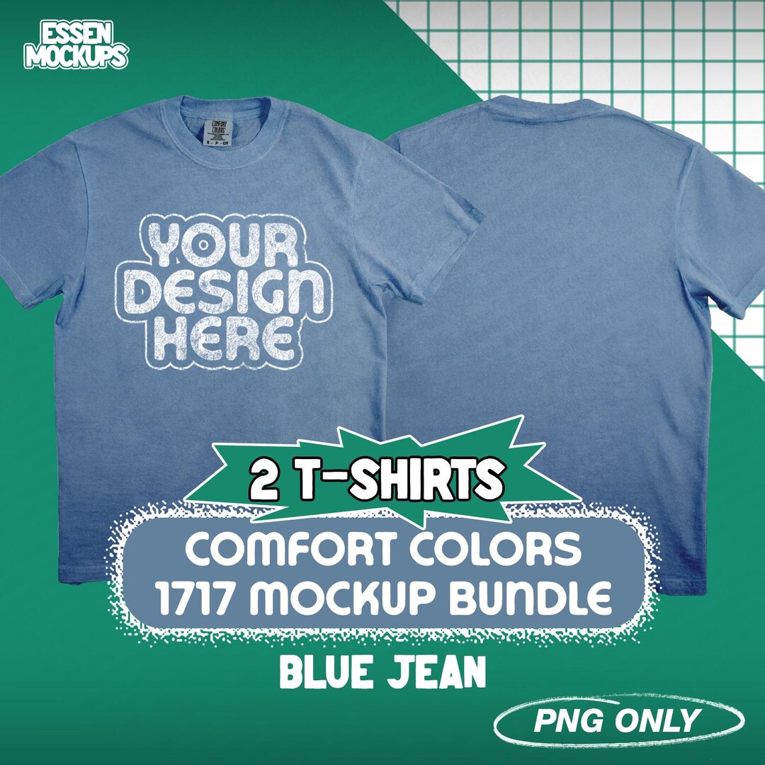 Comfort Colors 1717 Blue Jean T-shirt Mockup Bundle | Front and Back ...