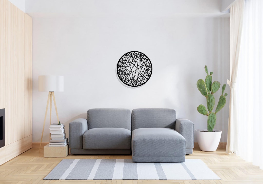 Modern Circular Metal Wall Art, Geometric Black Wall Sculpture ...