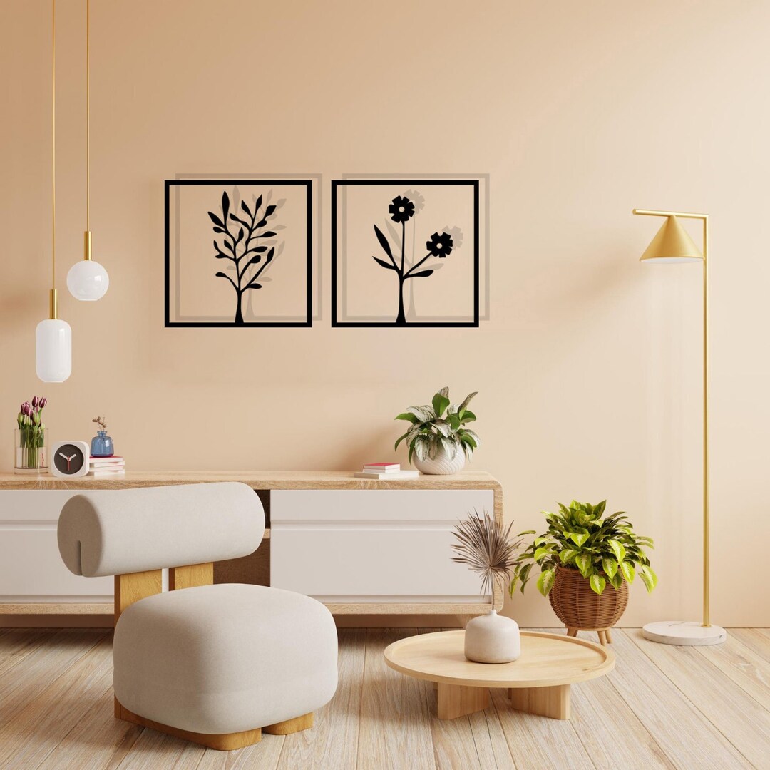 Metal Flower Wall Art, Large Metal Wall Art, Black Metal Wall Decor ...