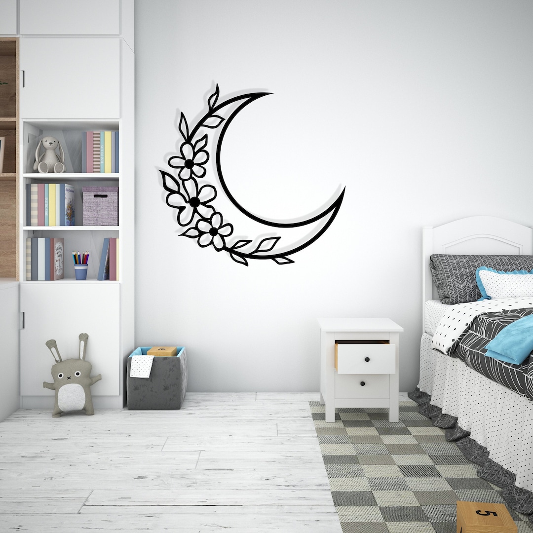 Metal Moon Artwork, Moon Wall Decor, Moon Wall Hanging, Moon Stars ...