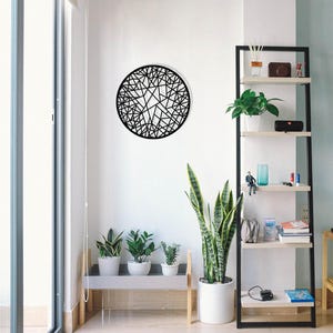 Modern Circular Metal Wall Art, Geometric Black Wall Sculpture ...