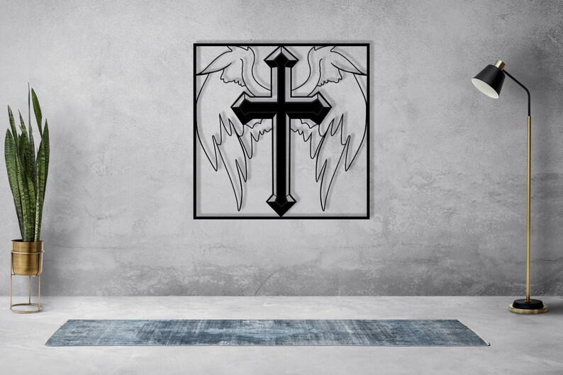 Jesus Christ Crucifix Cross Wall Art Angel Wing Christian - Etsy