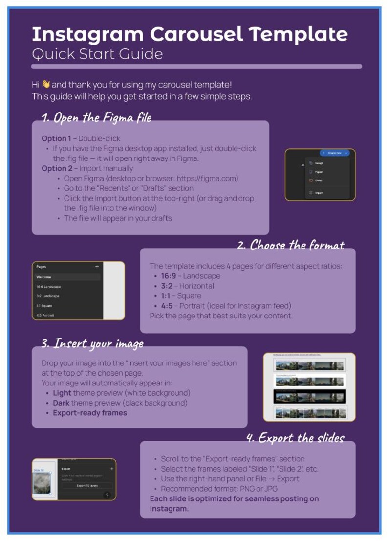 Instagram Carousel Template Bundle – 16x9, 3x2, 1x1, 4x5 | Figma - Etsy