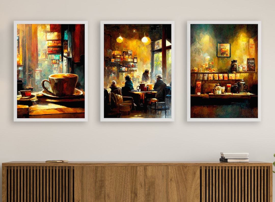3 Coffee Shop Art Prints, Coffee Shop Wall Art, Coffee Shop Decoration ...