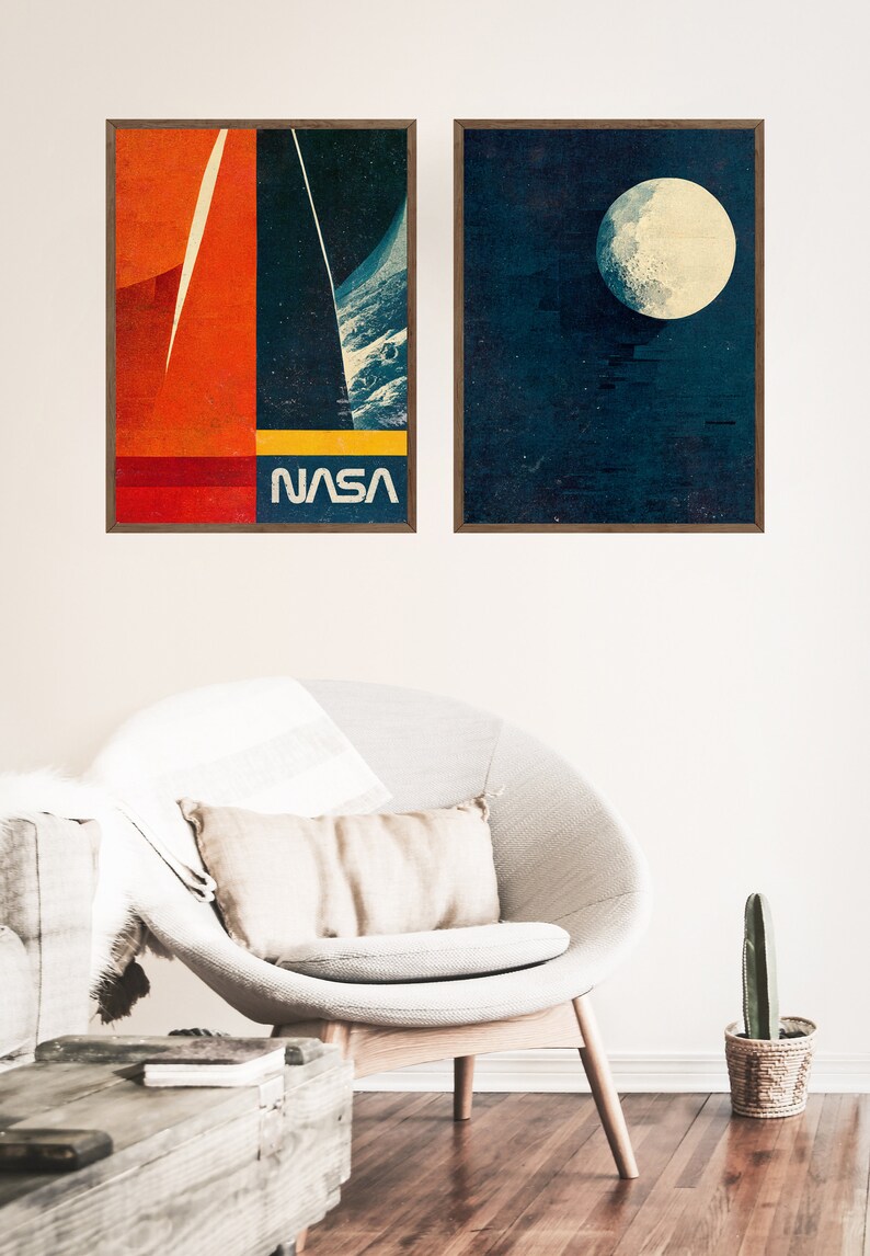 NASA Mid Century Modern Print NASA Wall Art Space Wall Art - Etsy