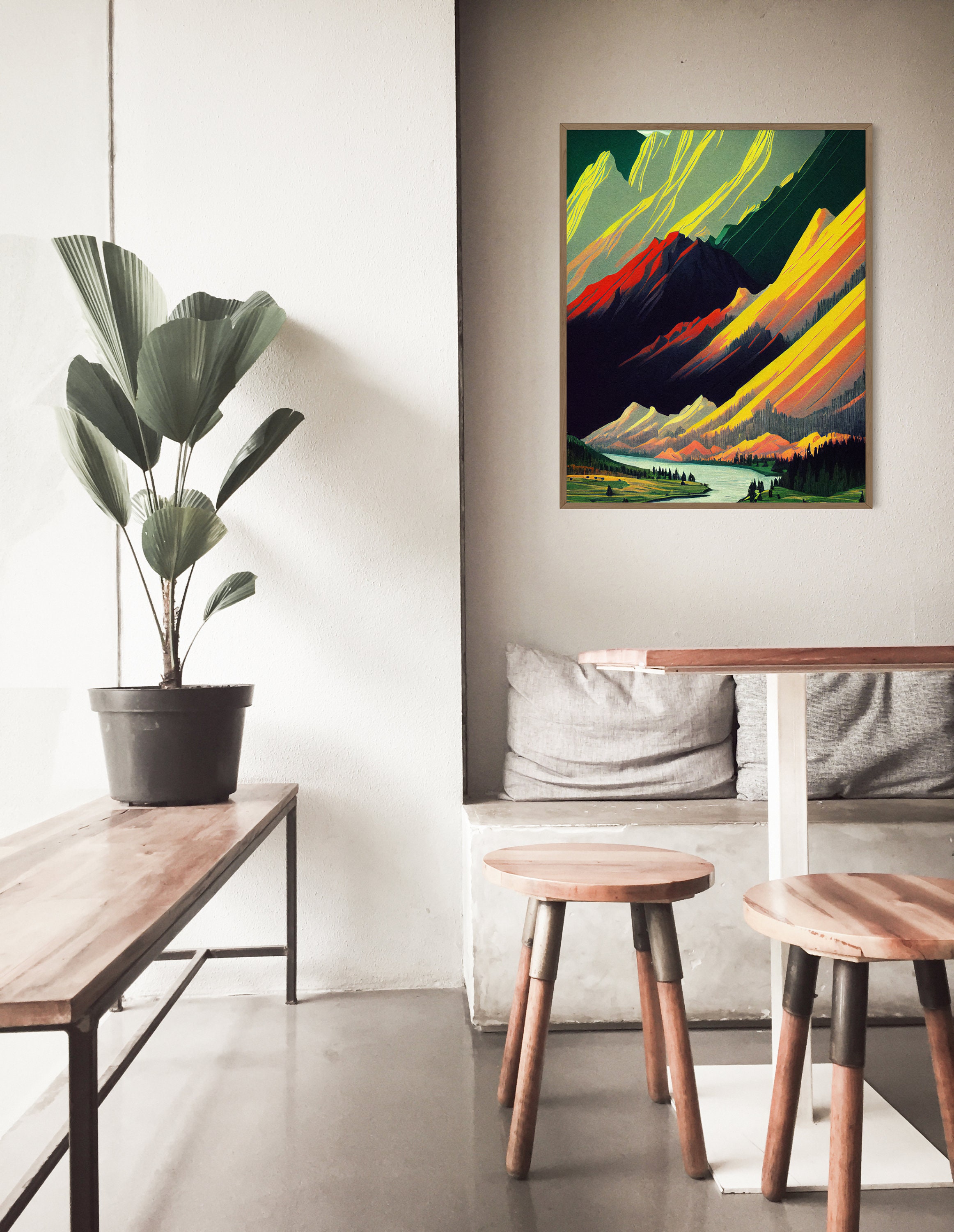 Mid Century Modern Landscape Wall Art Print - Etsy