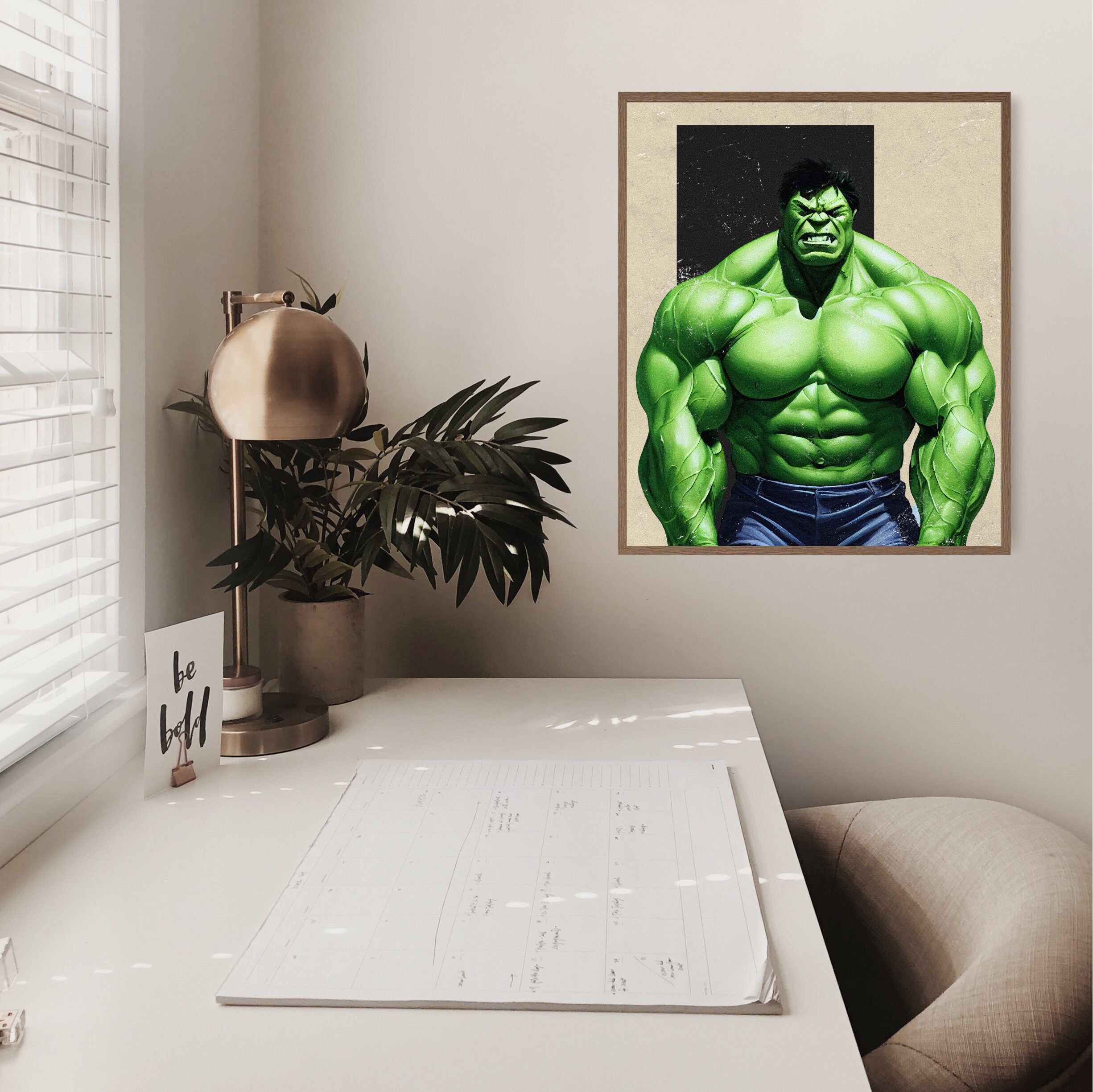The Hulk Inspired Mid Century Modern Wall Art, Hulk Print, Hulk Poster ...
