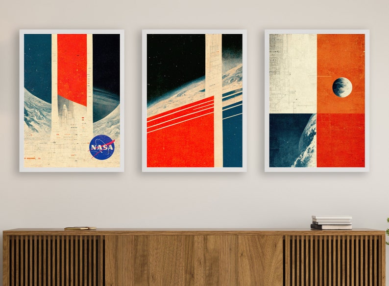 NASA Mid Century Modern Print NASA Wall Art Space Wall Art - Etsy
