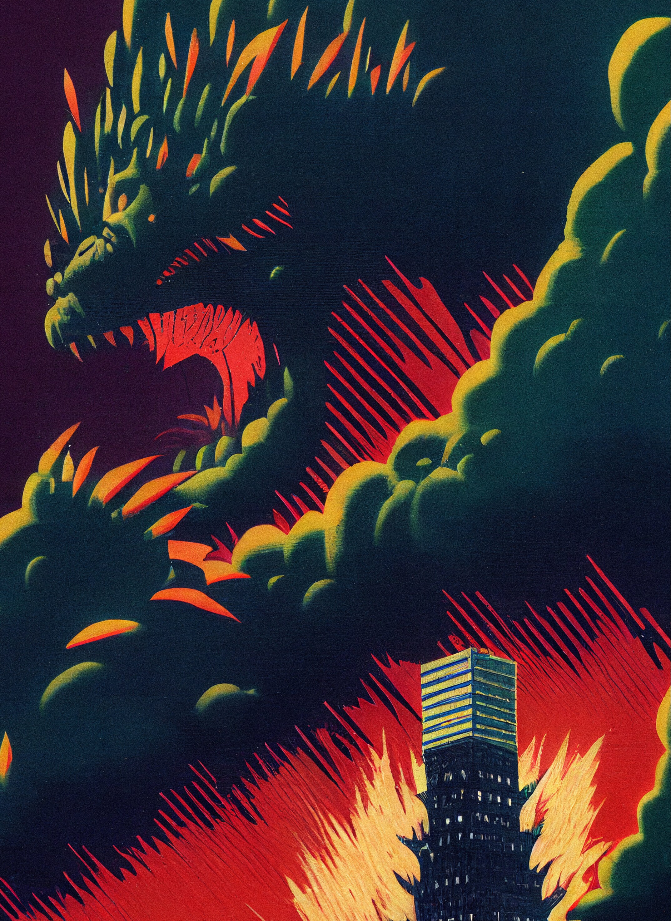 3 Godzilla Inspired Mid Century Modern Abstract Art Prints - Etsy