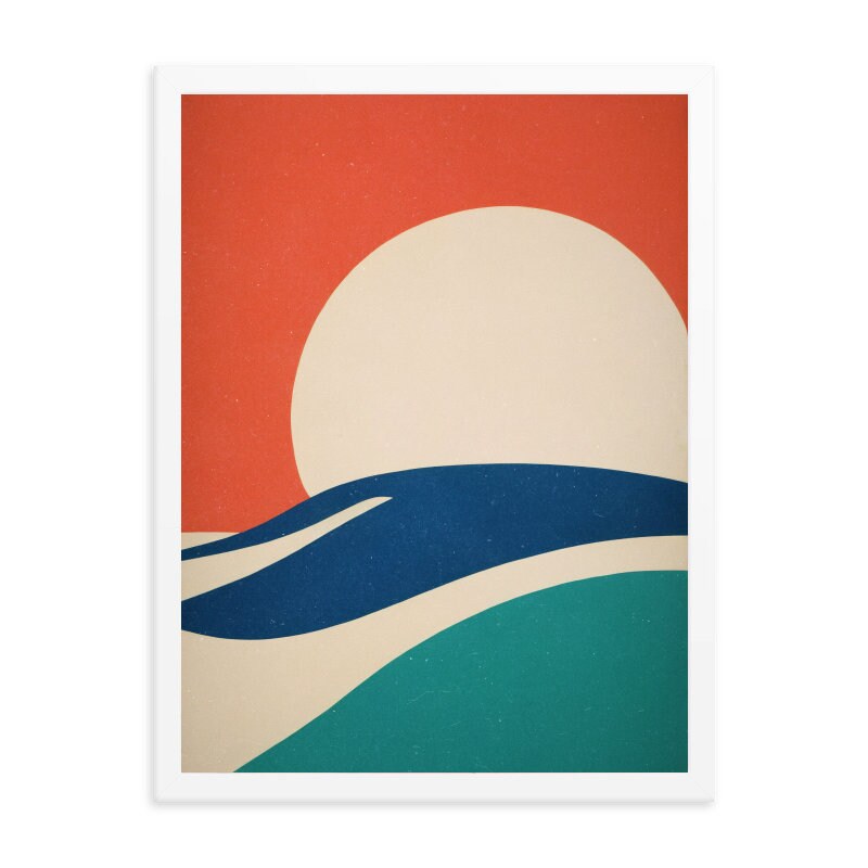 Retro Ocean Waves 1960s Mid Century Modern Art, Vintage Wall Art ...
