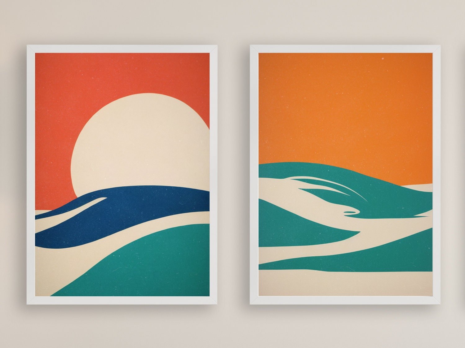 Retro Ocean Waves 1960s Mid Century Modern Art, Vintage Wall Art ...