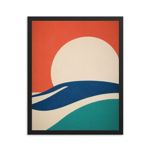 Retro Ocean Waves 1960s Mid Century Modern Art, Vintage Wall Art ...