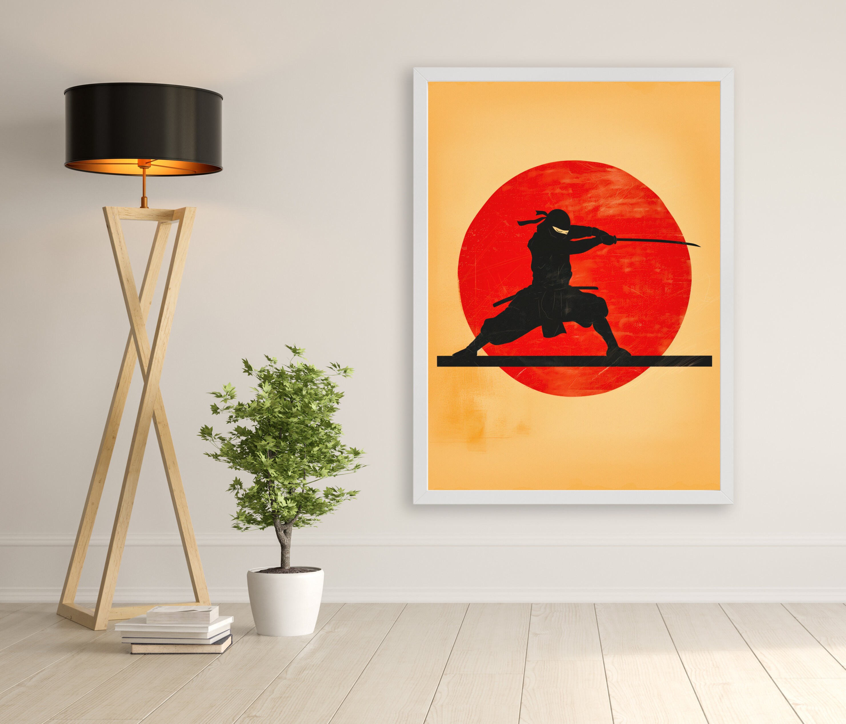Ninja Mid Century Modern Poster, Retro Martial Arts Wall Art Print ...