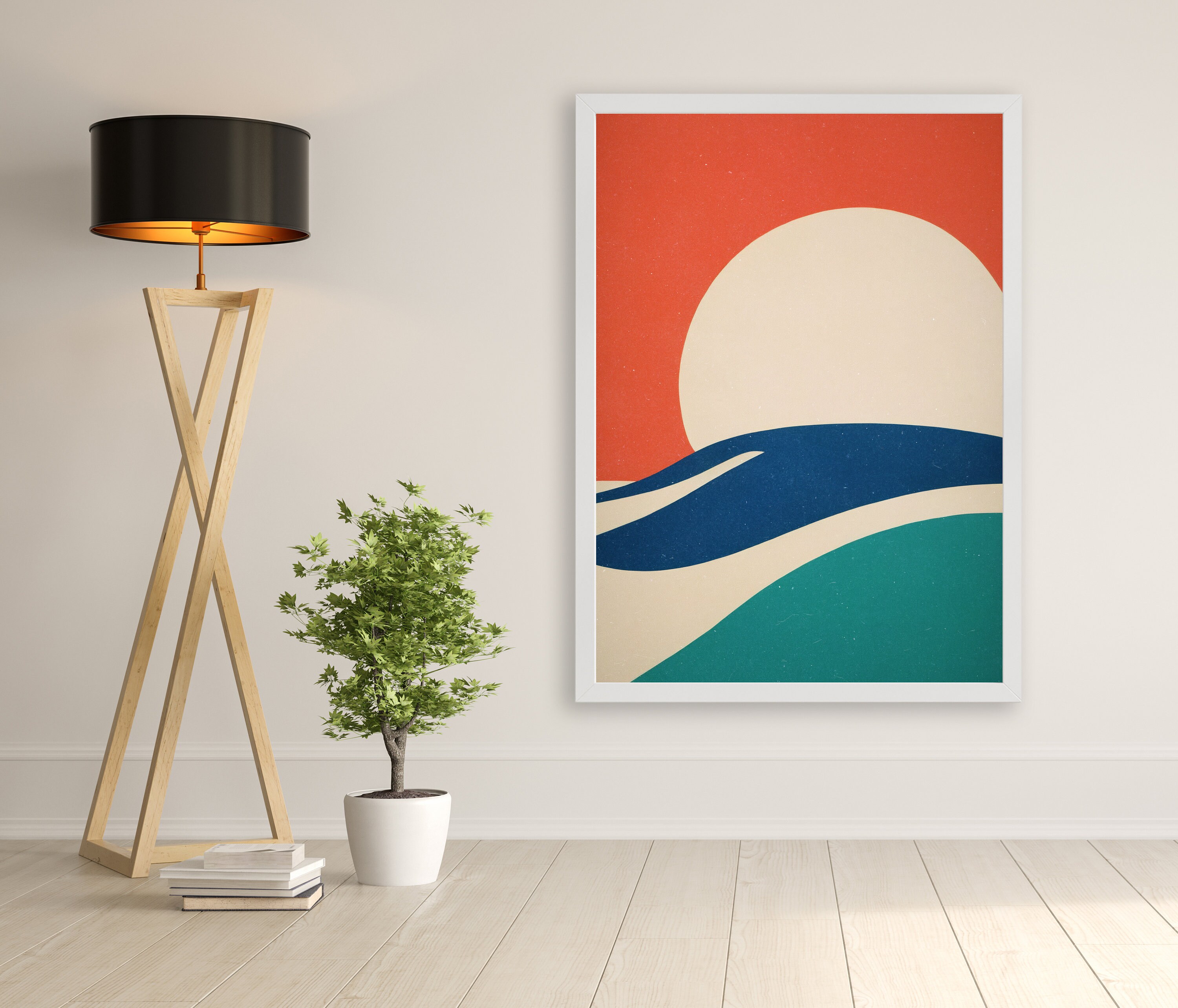 Retro Ocean Waves 1960s Mid Century Modern Art, Vintage Wall Art ...