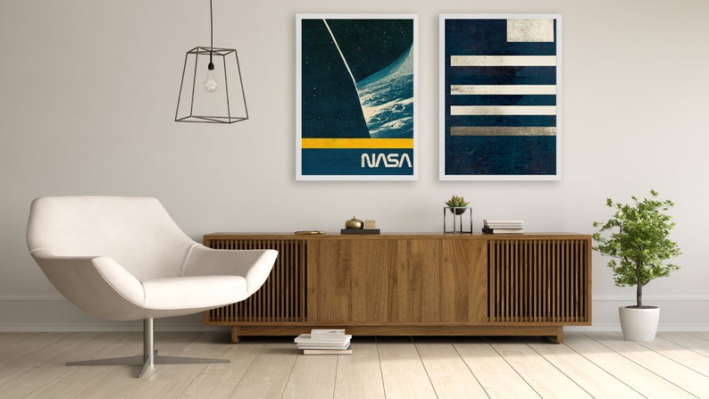 NASA Mid Century Modern Print NASA Wall Art Space Wall Art - Etsy