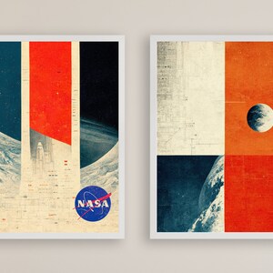 NASA Mid Century Modern Print, NASA Wall Art, Space Wall Art, NASA ...