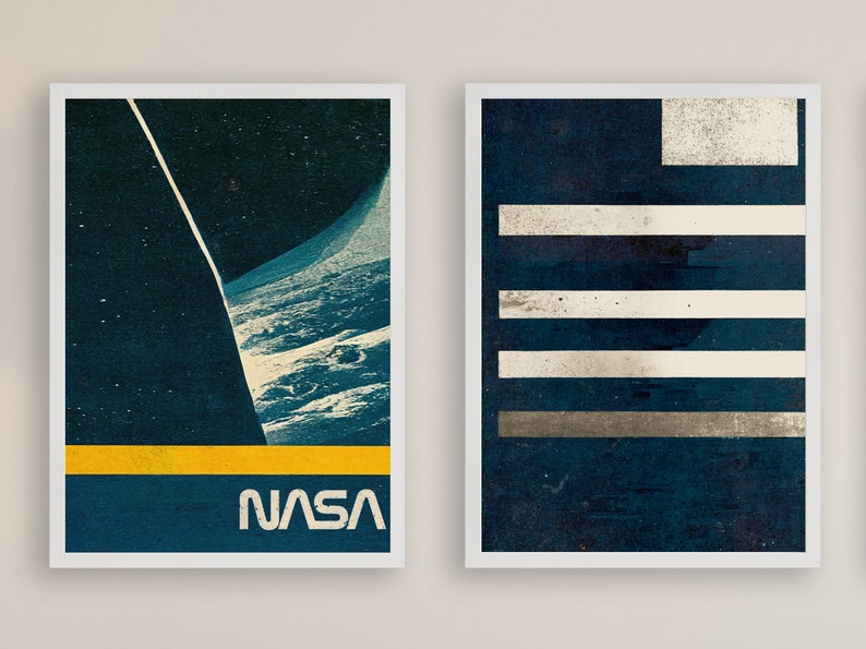 NASA Mid Century Modern Print NASA Wall Art Space Wall Art - Etsy
