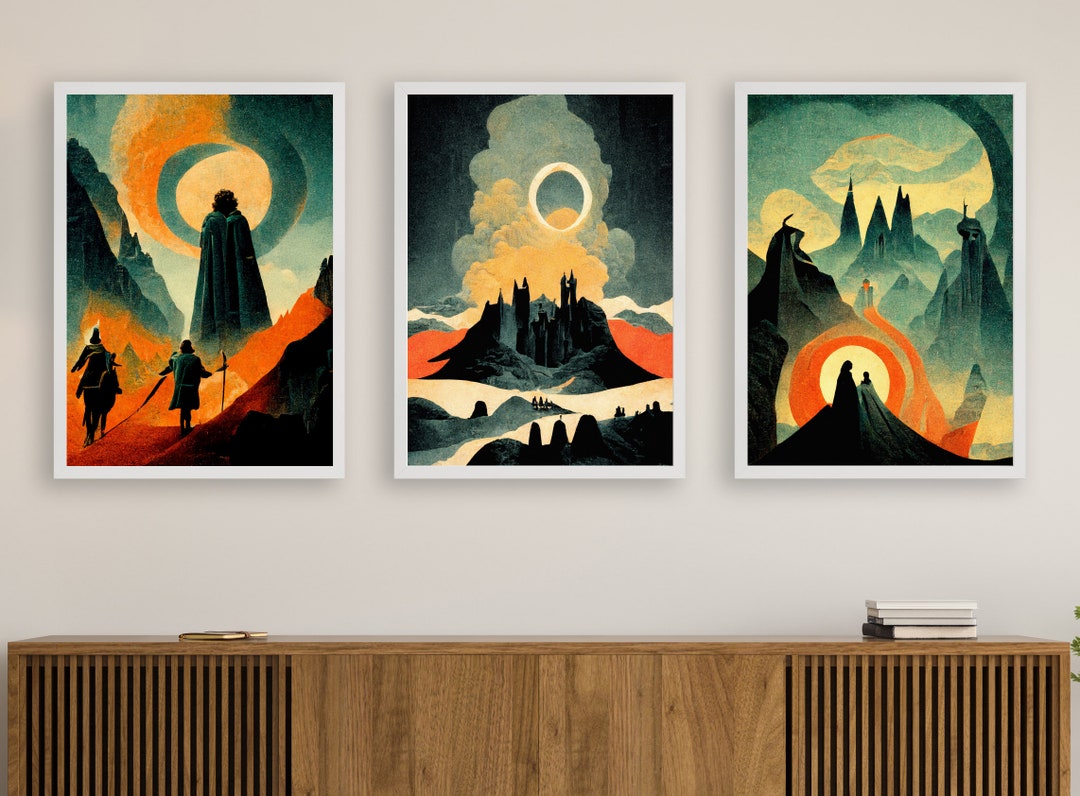 3 Lord of the Rings Inspired Mid Century Modern Art Prints Wall Art ...