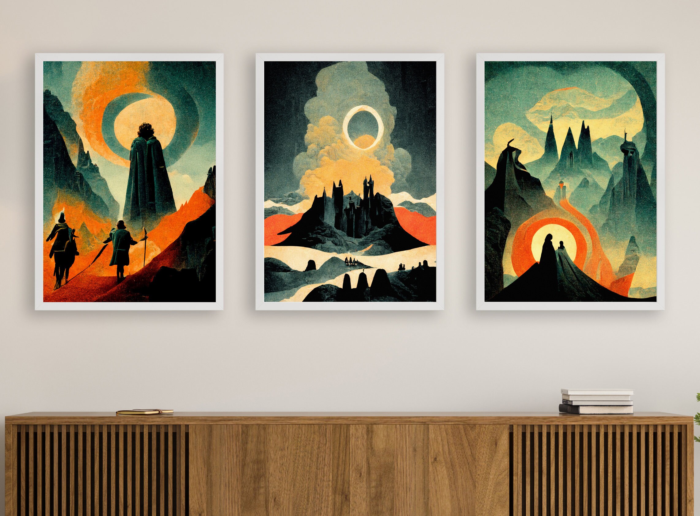 3 Lord of the Rings Inspired Mid Century Modern Art Prints - Etsy