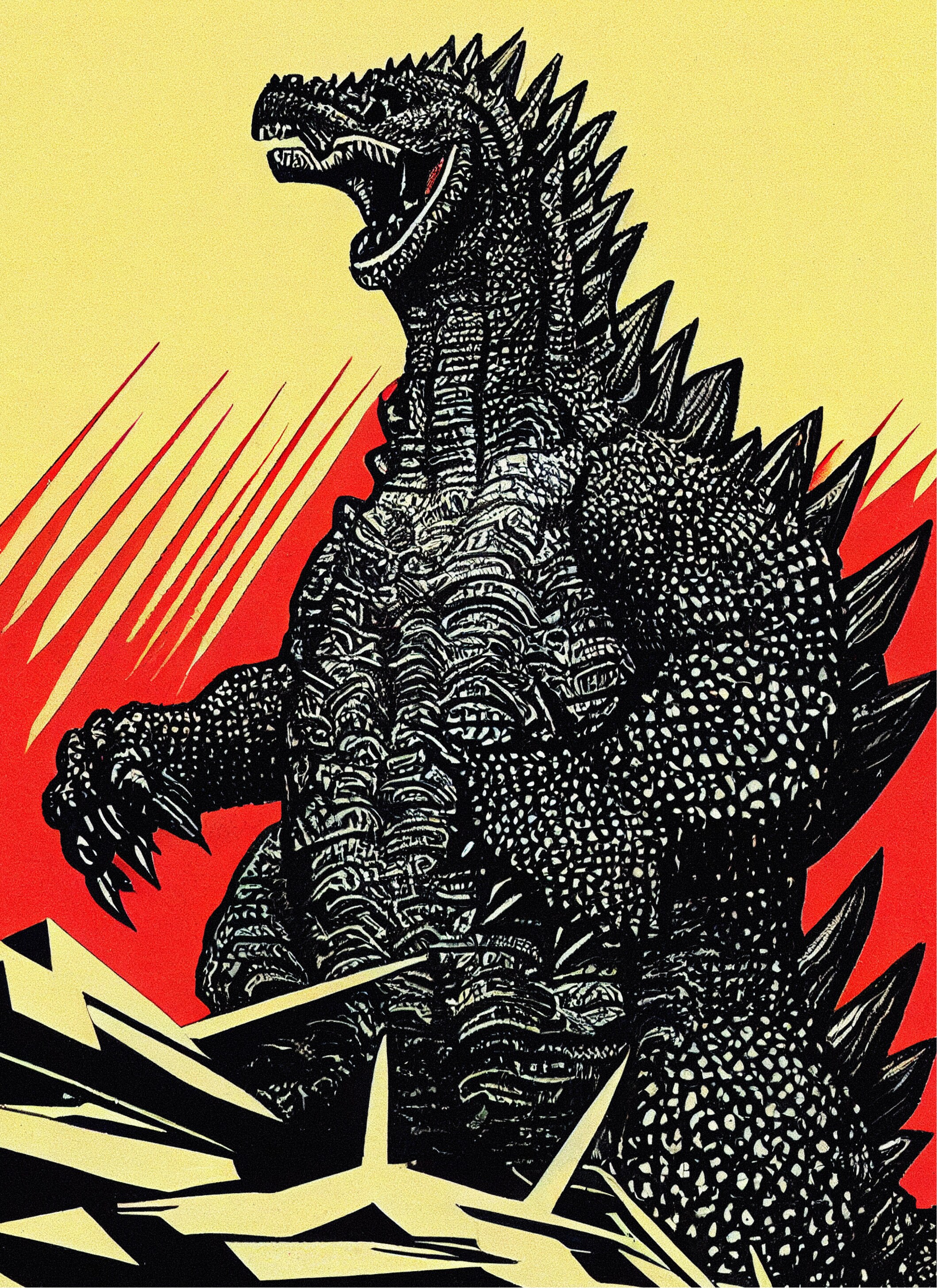 3 Godzilla Inspired Mid Century Modern Abstract Art Prints - Etsy