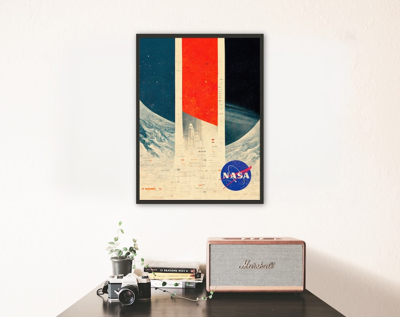 NASA Mid Century Modern Print NASA Wall Art Space Wall Art - Etsy