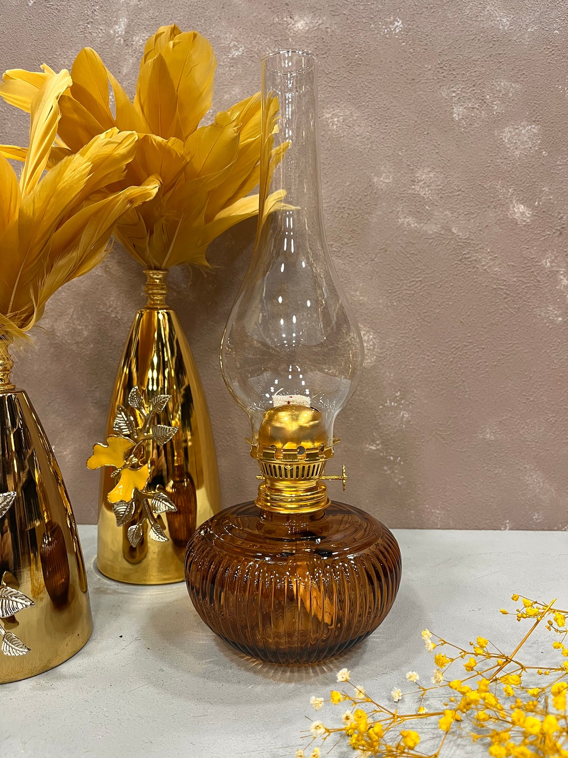 Big Vintage Handcrafted Oil Lamp Unique Home Decor Antique Oil Lamp New ...