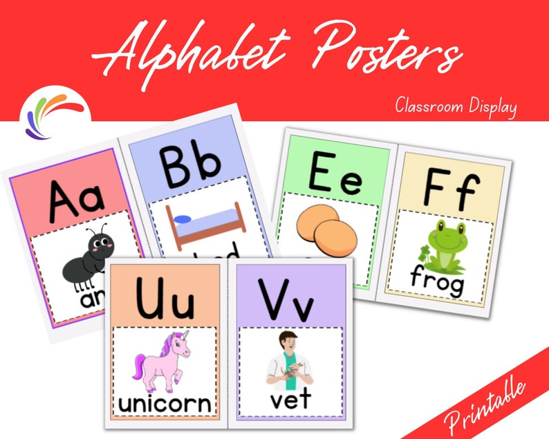 Carteles del alfabeto exhibición en el aula recursos para - Etsy México