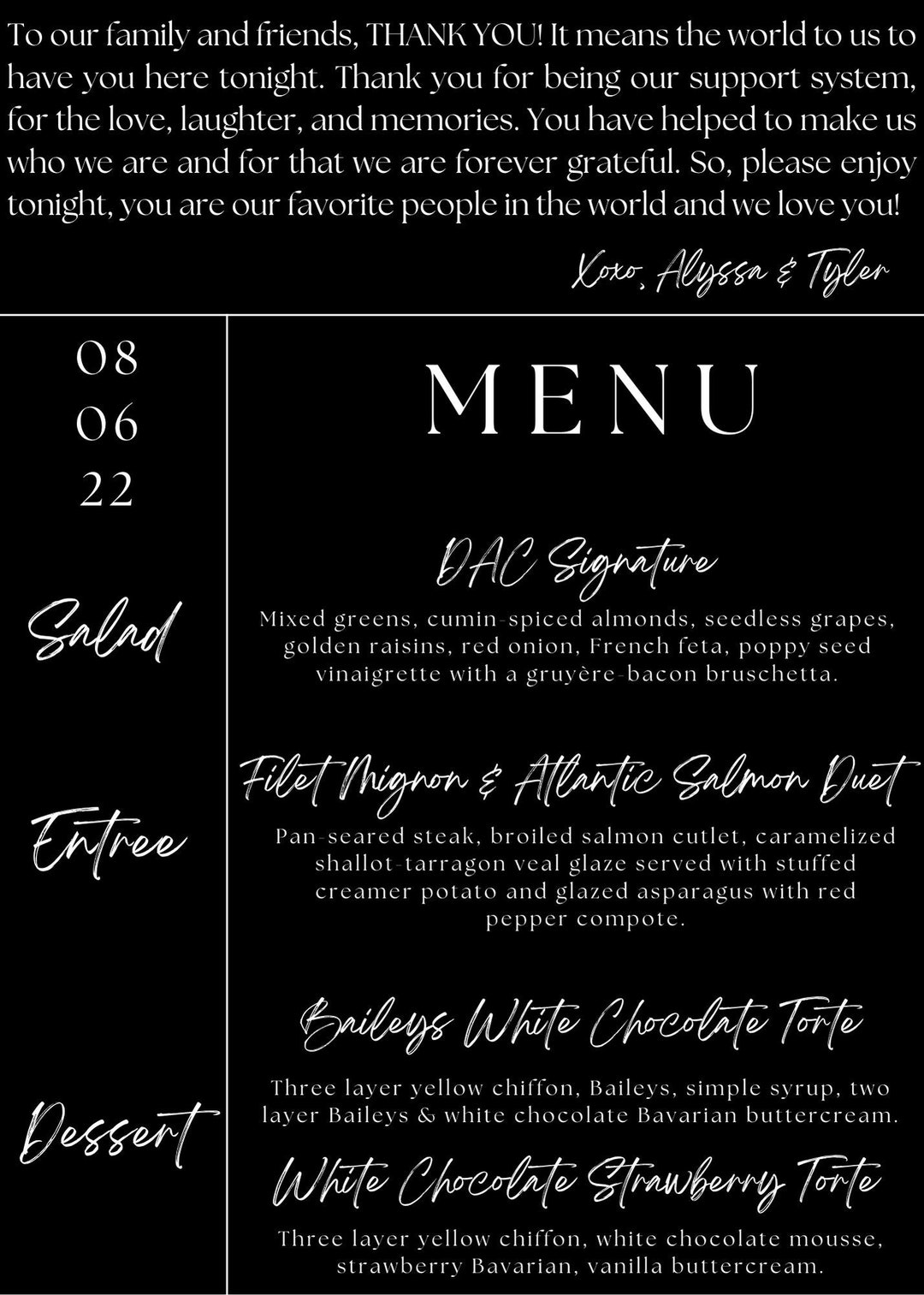 Wedding Thank You and Menu Template - Etsy