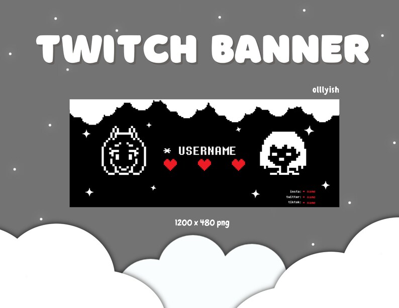 CUSTOM Undertale Banner / Cute / Kawaii / Gamer / Undertale / Video Game / Twitch Theme - Etsy