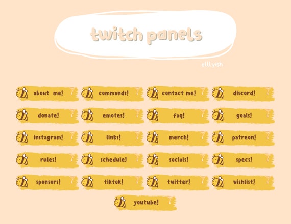 Bumble Bee Twitch Panels X21 Cute Kawaii Bees - Etsy