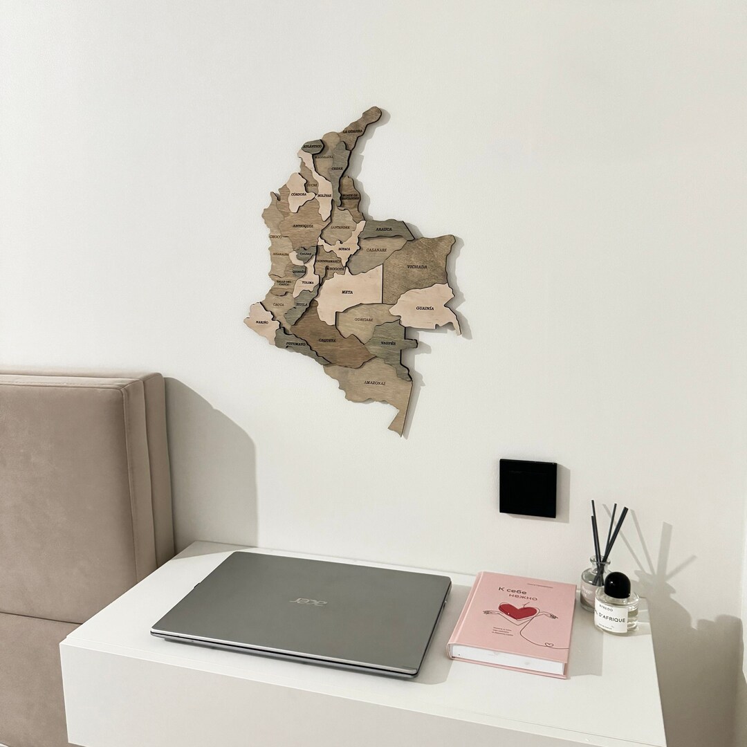 Wooden Colombia Map Wall Art Travel Map Push Pin Map Wall Decor Bogota ...