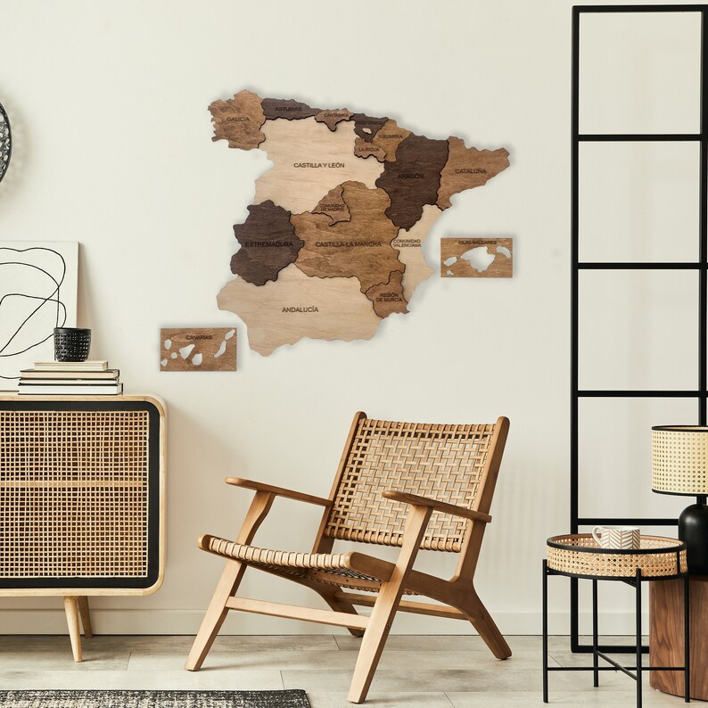 Spain Map Wall Art Spanish Map Mapa De España Wood Wall Art Push Pin ...