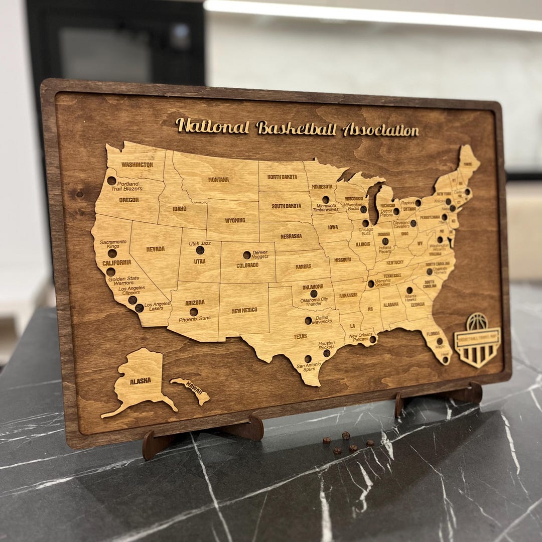 NBA Map NBA Basketball Team Map Graduation Gift Travel Map Personalized ...