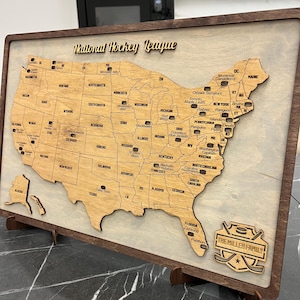 NHL Map Custom Hockey Team Map NHL Tracker Personalized Gift for Dad ...