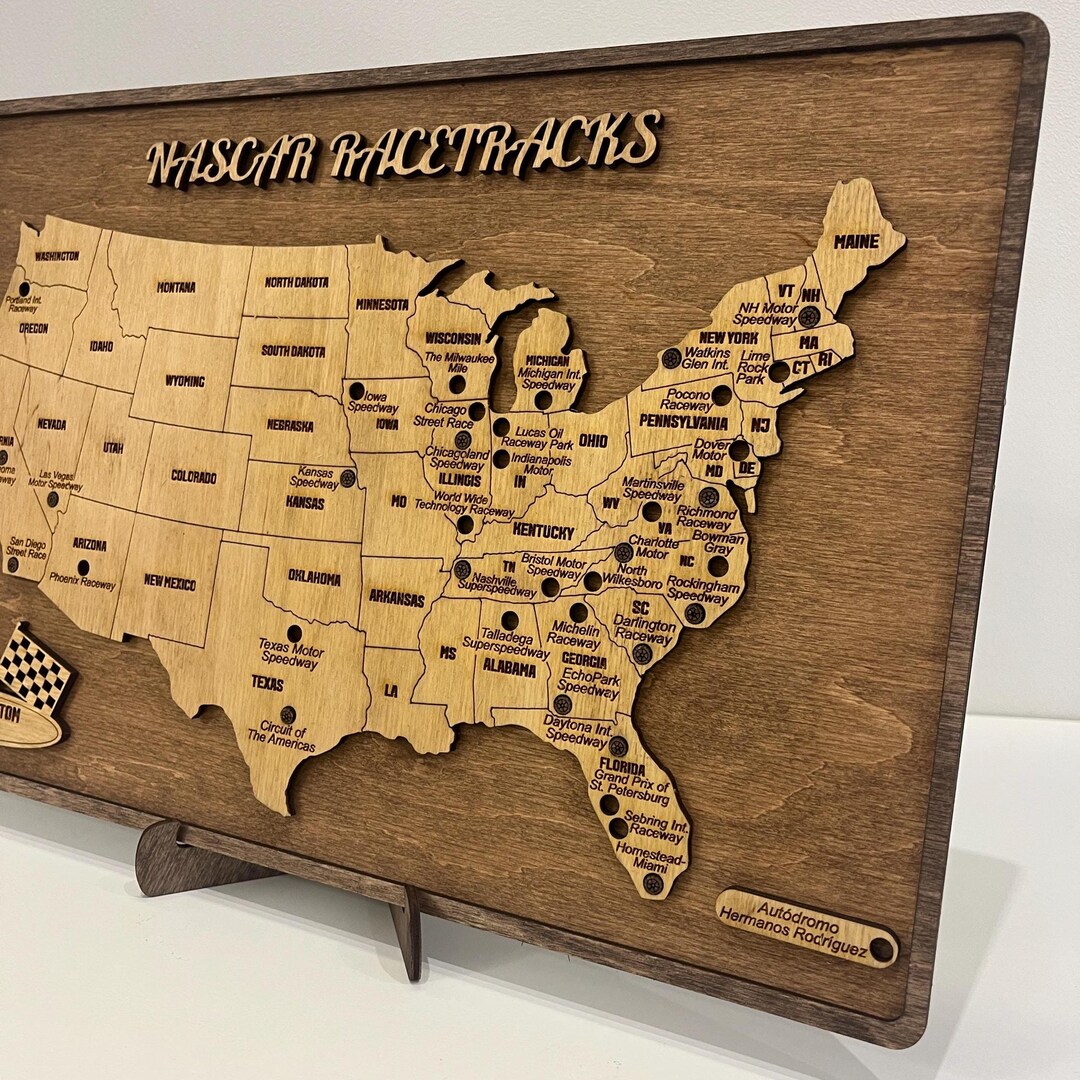Wooden NASCAR Race Tracks Map NASCAR Track Map Racing Fan Gift NASCAR ...