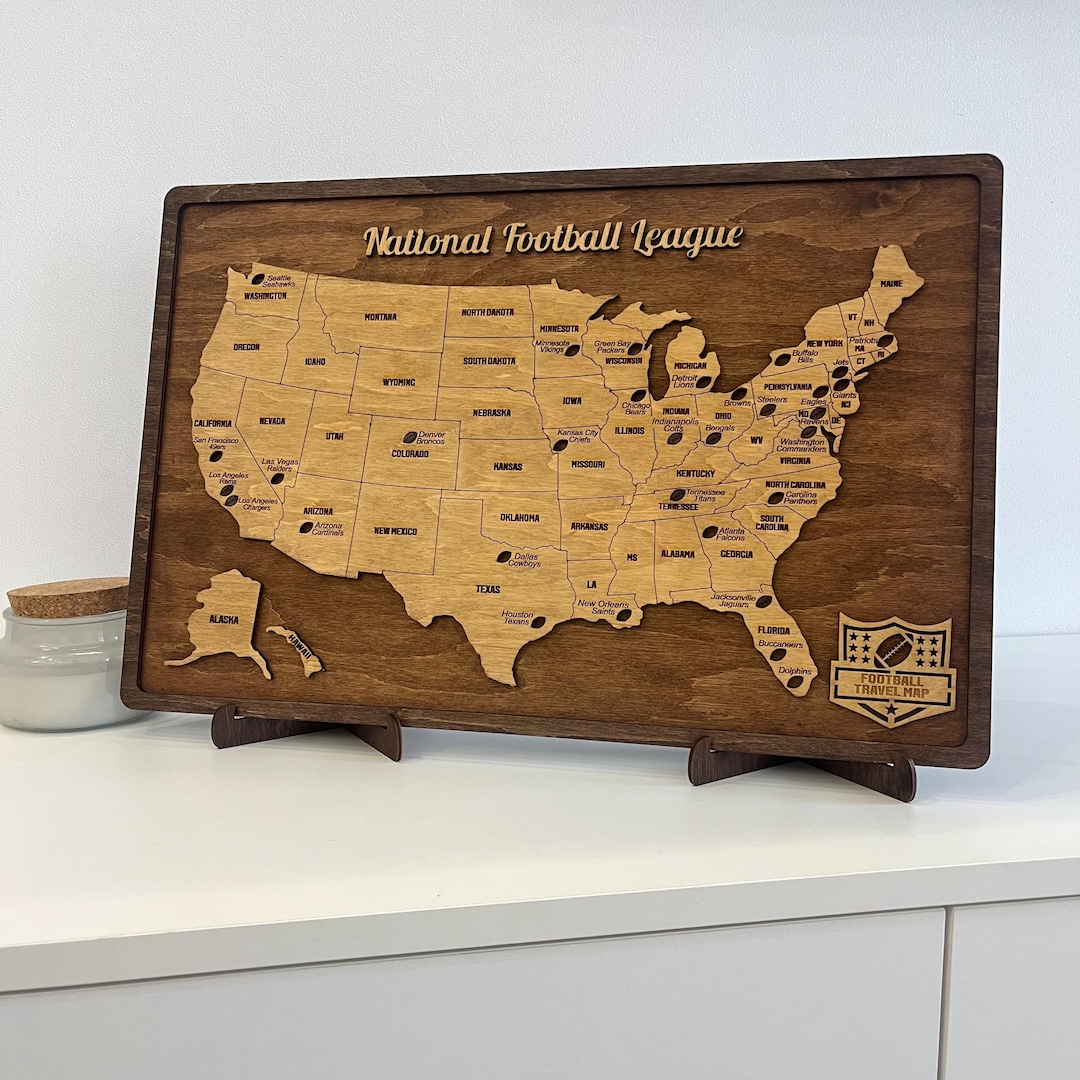 Football Map, NFL Teams Map, Football Bucket List, NFL Travel Map ...