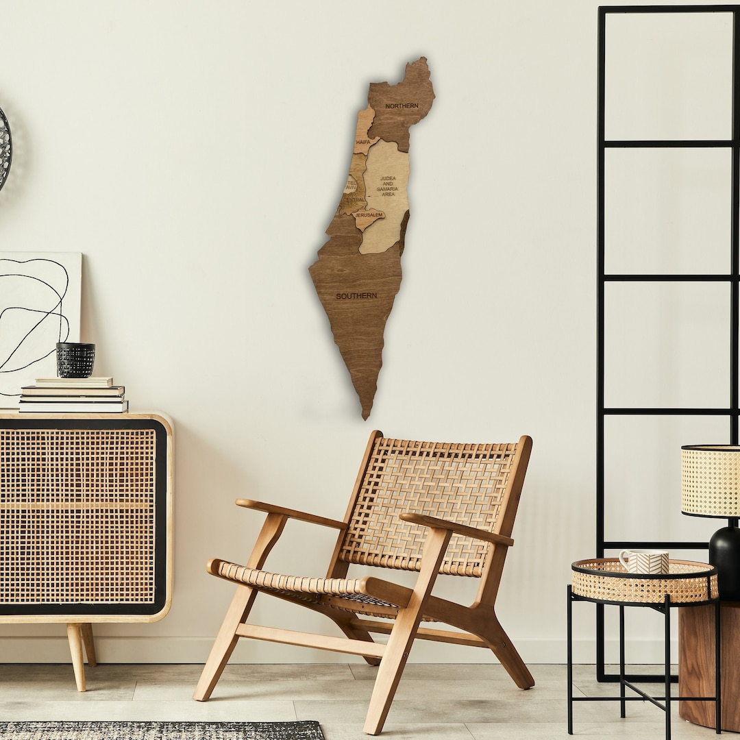 Wooden Israel Map Wall Art Israel Map Anniversary Gift for Israeli Wall ...