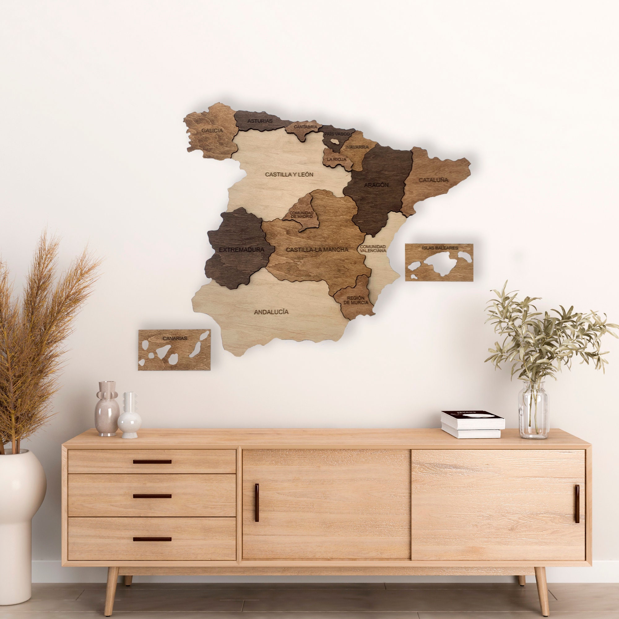 Spain Map Wall Art Spanish Map Mapa De España Wood Wall Art Push Pin ...