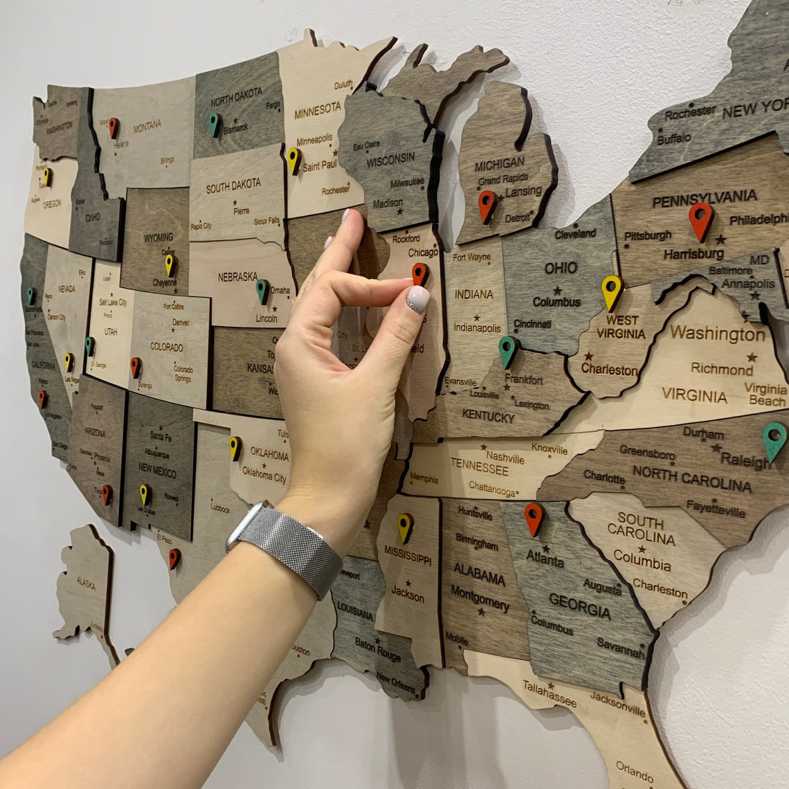 Wooden US Map of United States Wood Wall Art US Travel Map - Etsy