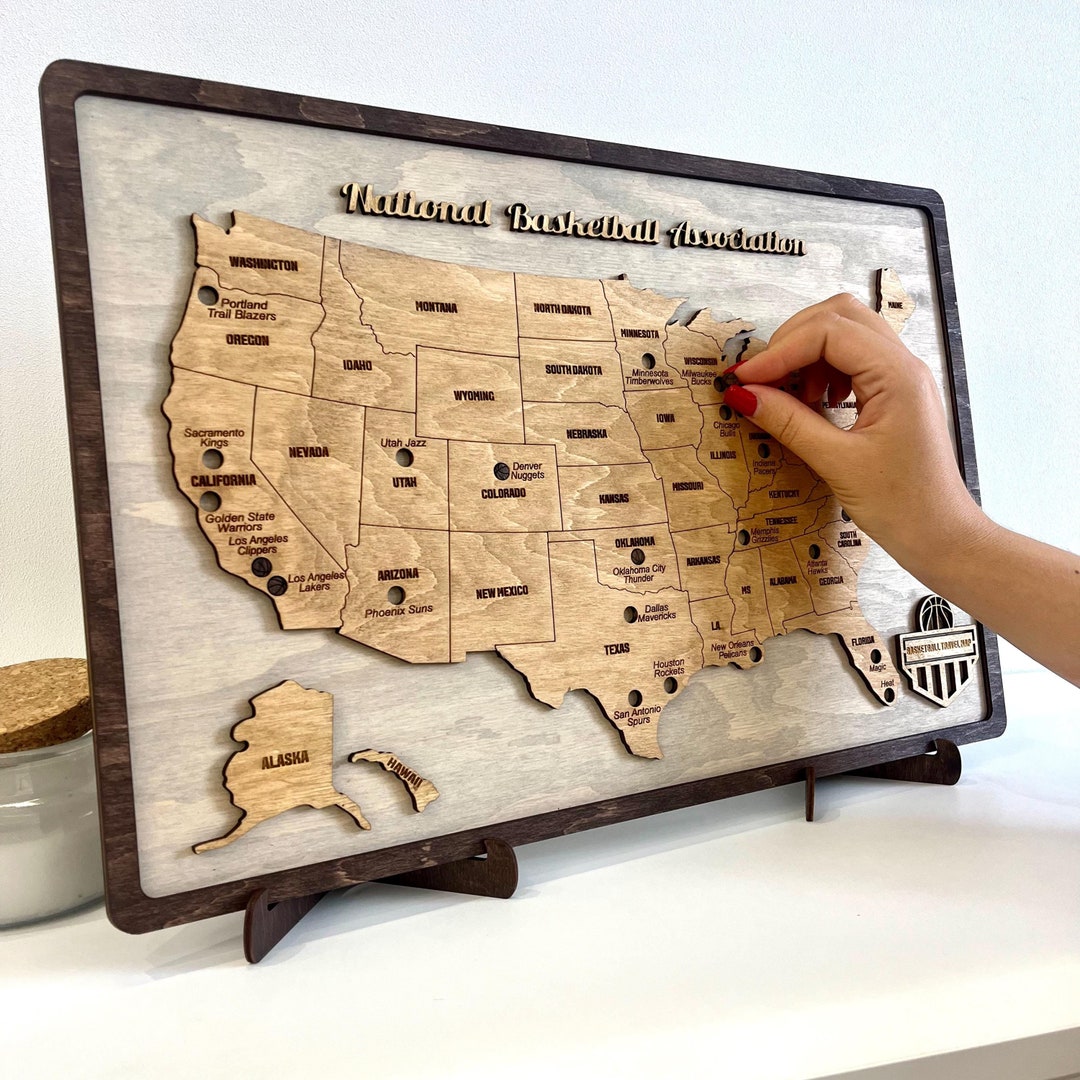 NBA Map Custom NBA Basketball Team Map Graduation Gift Pesonalized Gift ...