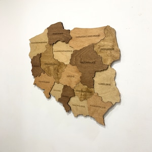 Wooden Poland Map Wall Art Poland Map Push Pin Map Mapa Polski Wall ...